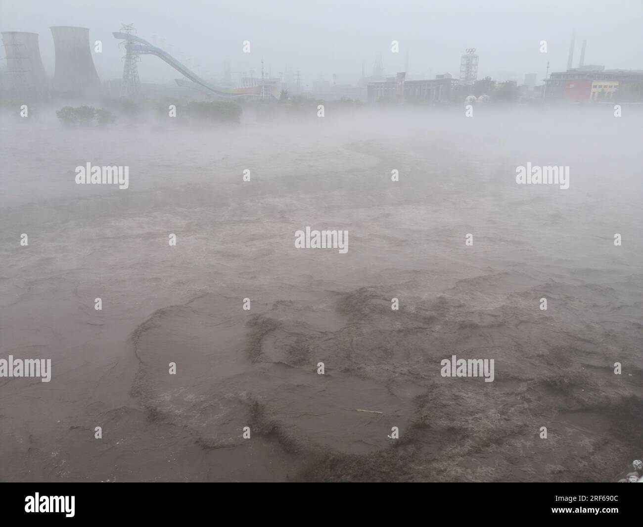 BEIJING, CHINA - AUGUST 1, 2023 - Flood waters run through the Shougang ...