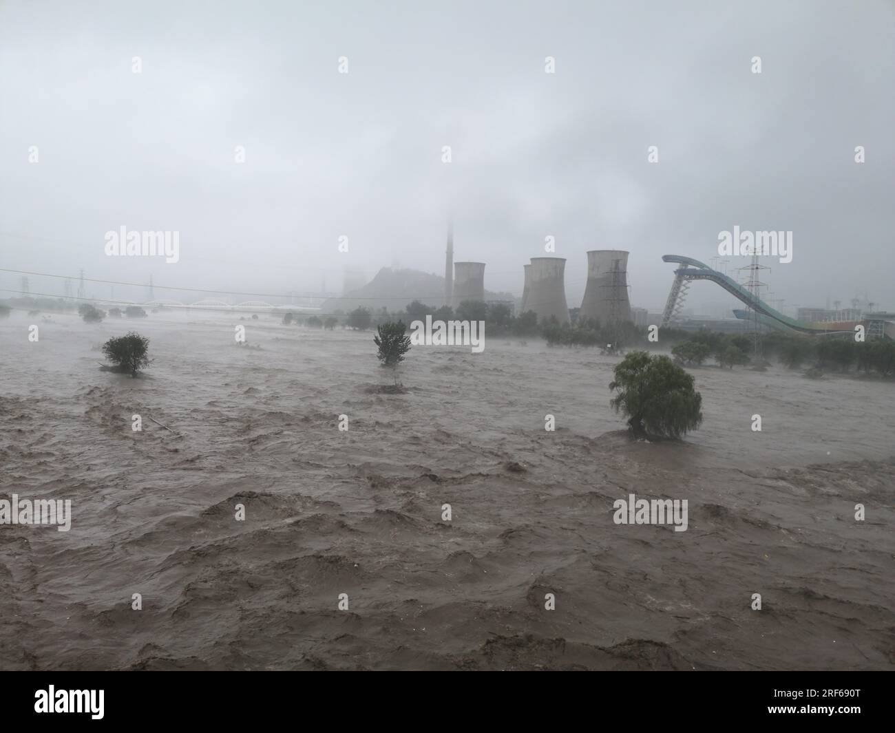 BEIJING, CHINA - AUGUST 1, 2023 - Flood waters run through the Shougang ...