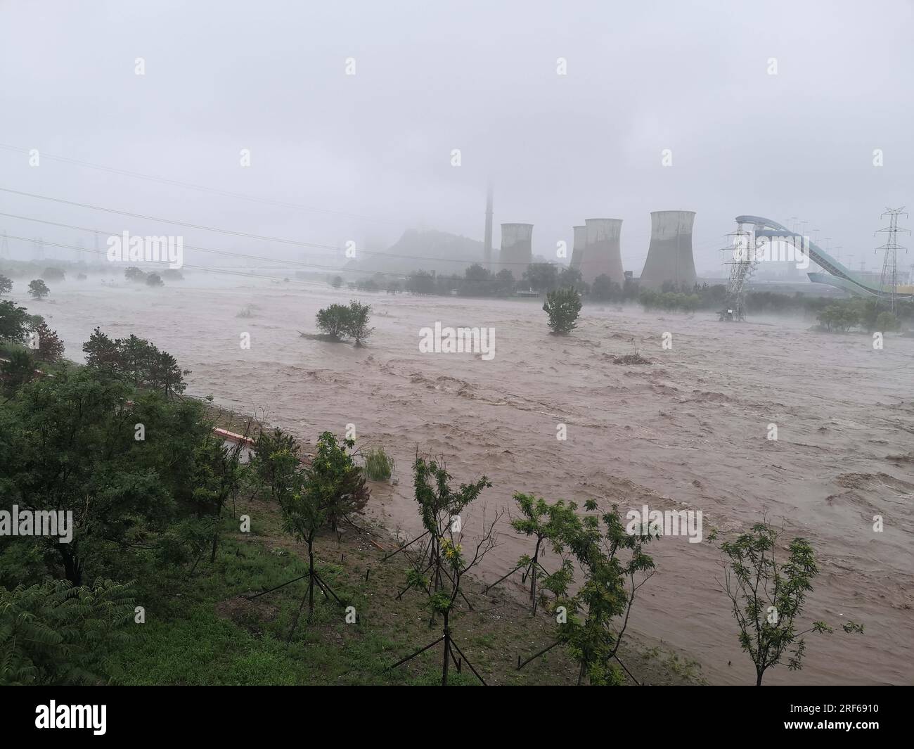 BEIJING, CHINA - AUGUST 1, 2023 - Flood waters run through the Shougang ...