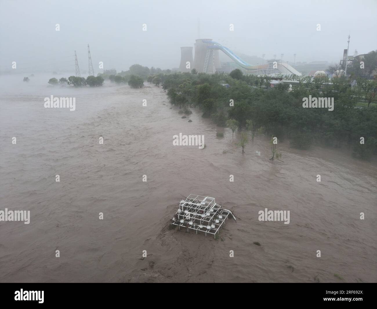 BEIJING, CHINA - AUGUST 1, 2023 - Flood waters run through the Shougang ...