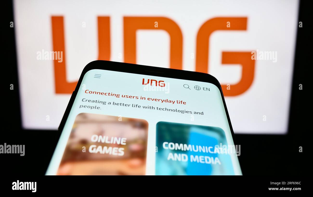 Smartphone with website of Vietnamese technology company VNG ...