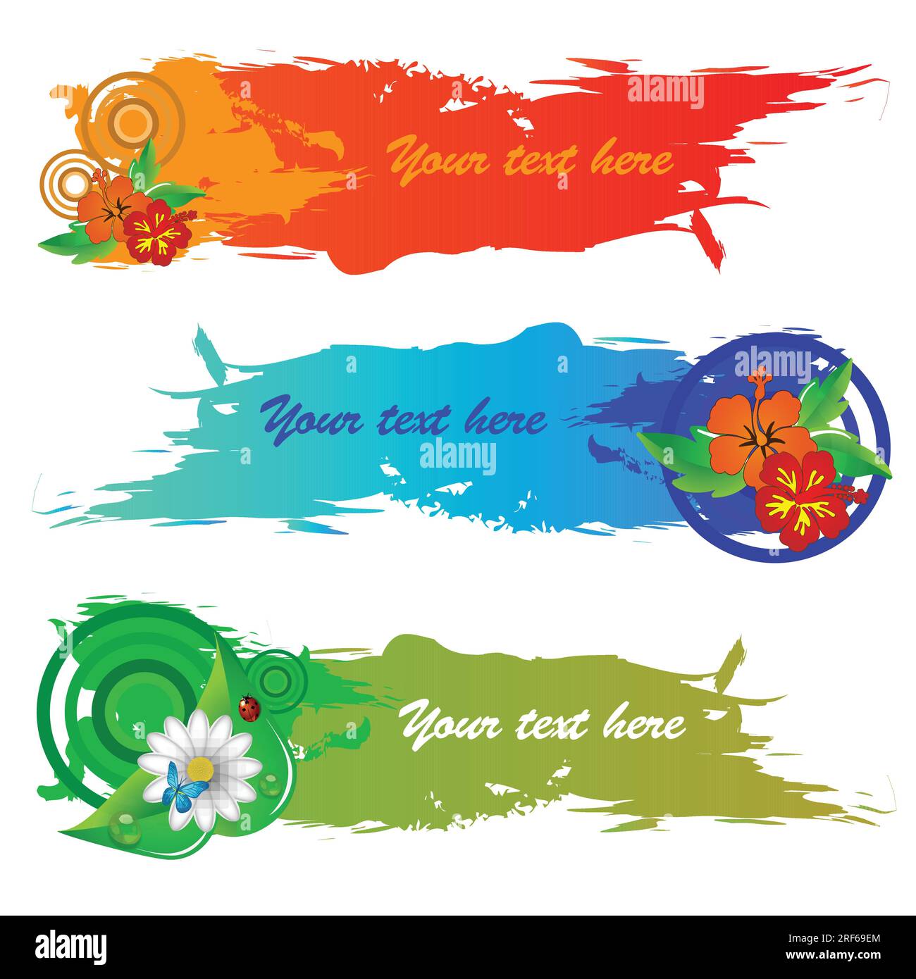 Vector Illustration of Summer Flower Banners Set Stock Vector Image ...