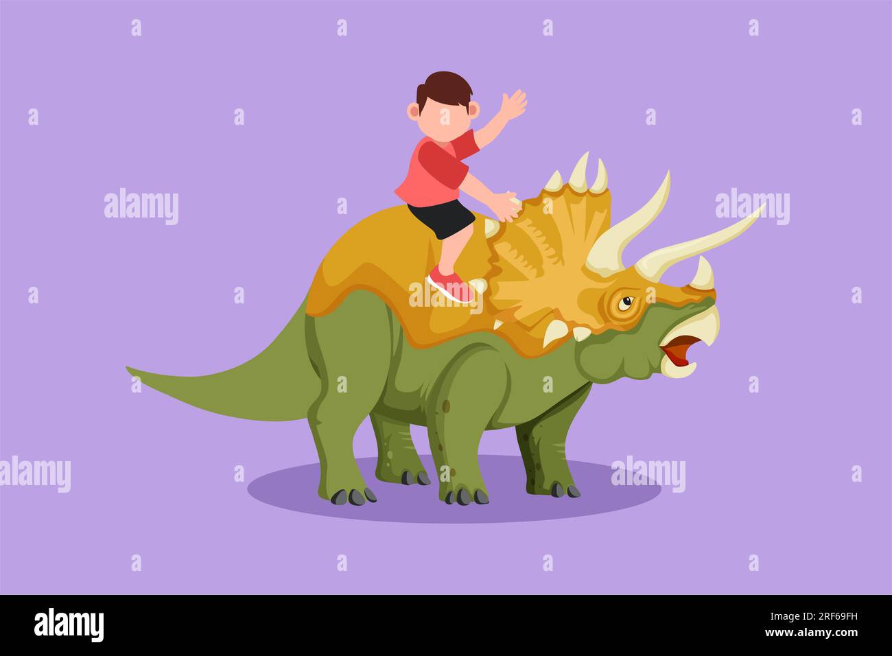 Cartoon flat style drawing bravery little boy caveman riding ... Cartoon flat style drawing bravery little boy caveman riding ...