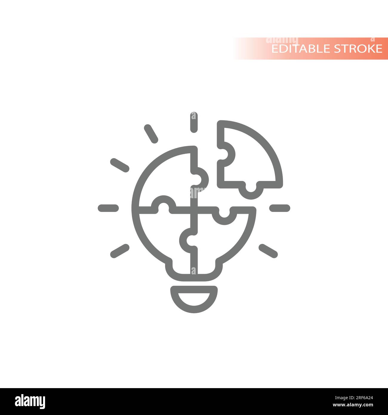 Light bulb and puzzle piece line vector icon. Lightbulb business ...