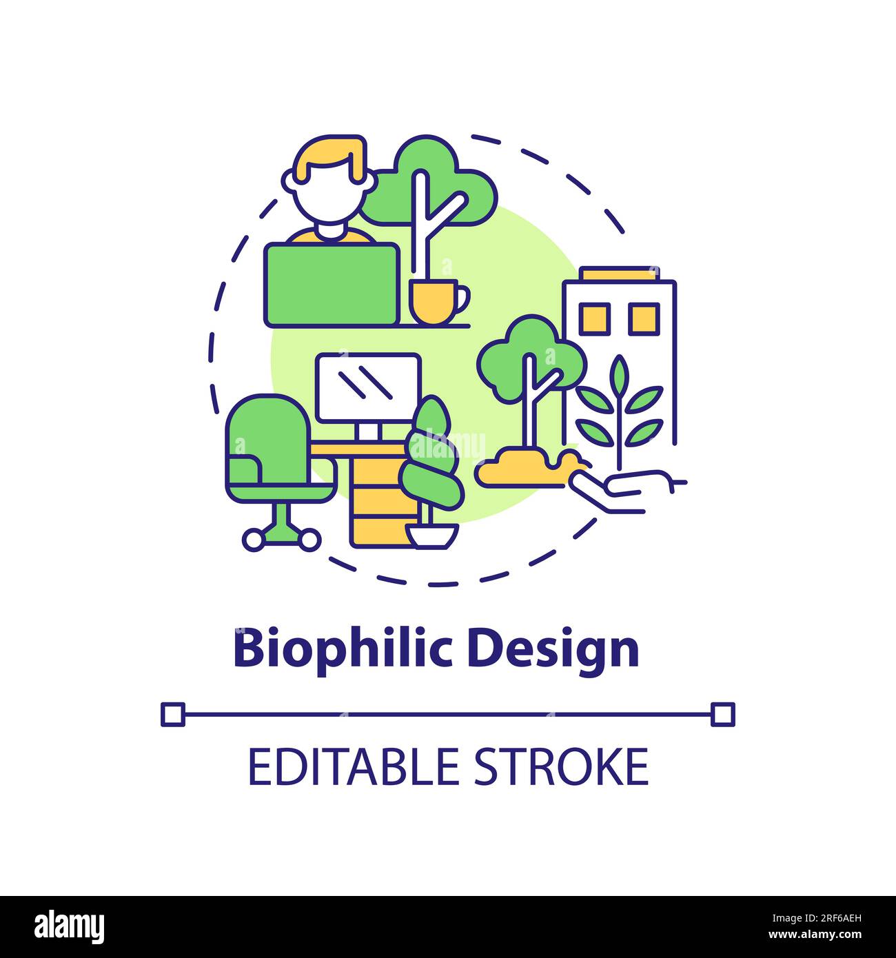 2d Customizable Biophilic Design Line Icon Concept Stock Vector Image