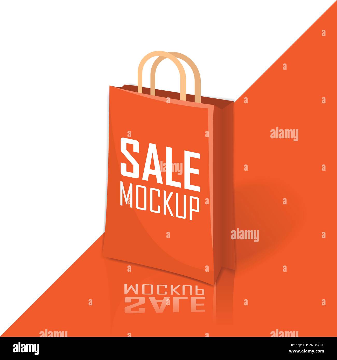 Orange paper shopping bag, retail purchase packaging sale bag mock up ...
