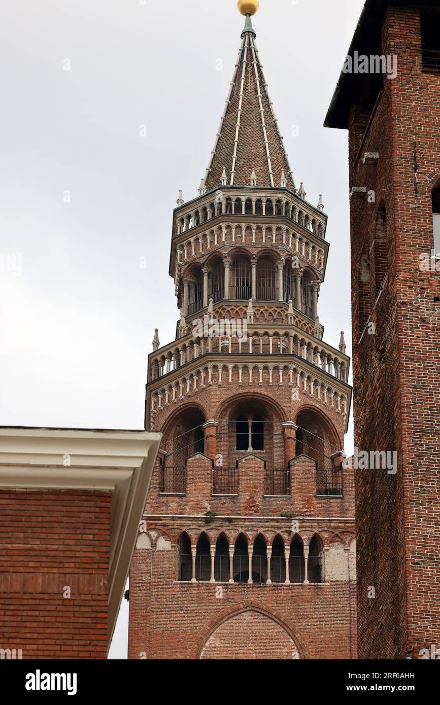 the Medieval Bell Tower of Cremona known as the Torrazzo, Lombardy ...