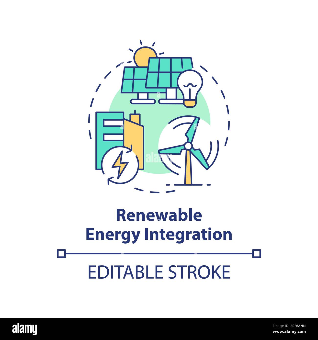 2D customizable renewable energy integration line icon concept Stock ... 2D customizable renewable energy integration line icon concept Stock ...