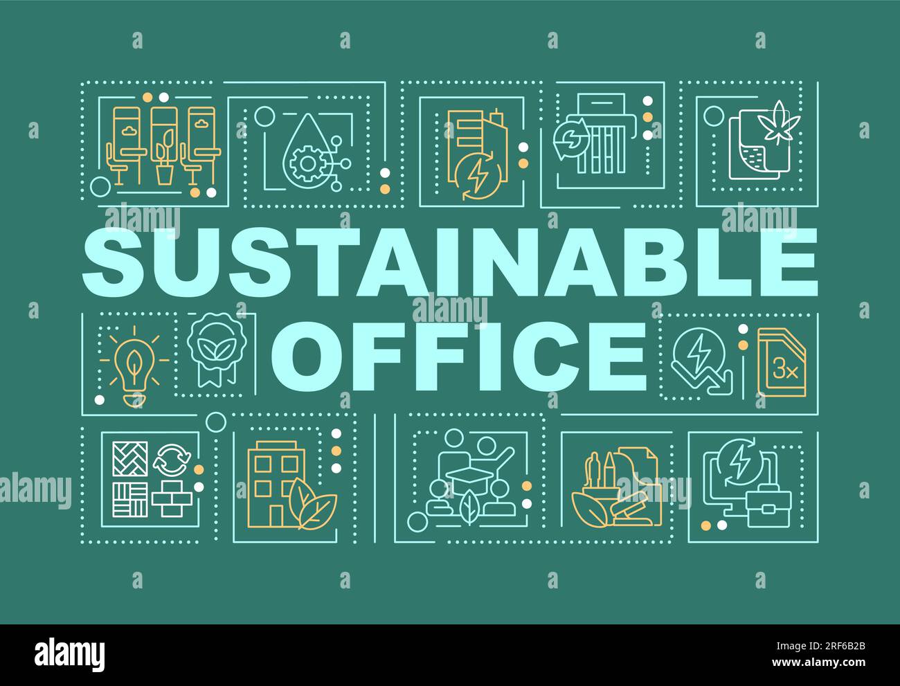 Sustainable office text with thin line icons Stock Vector Image & Art ...