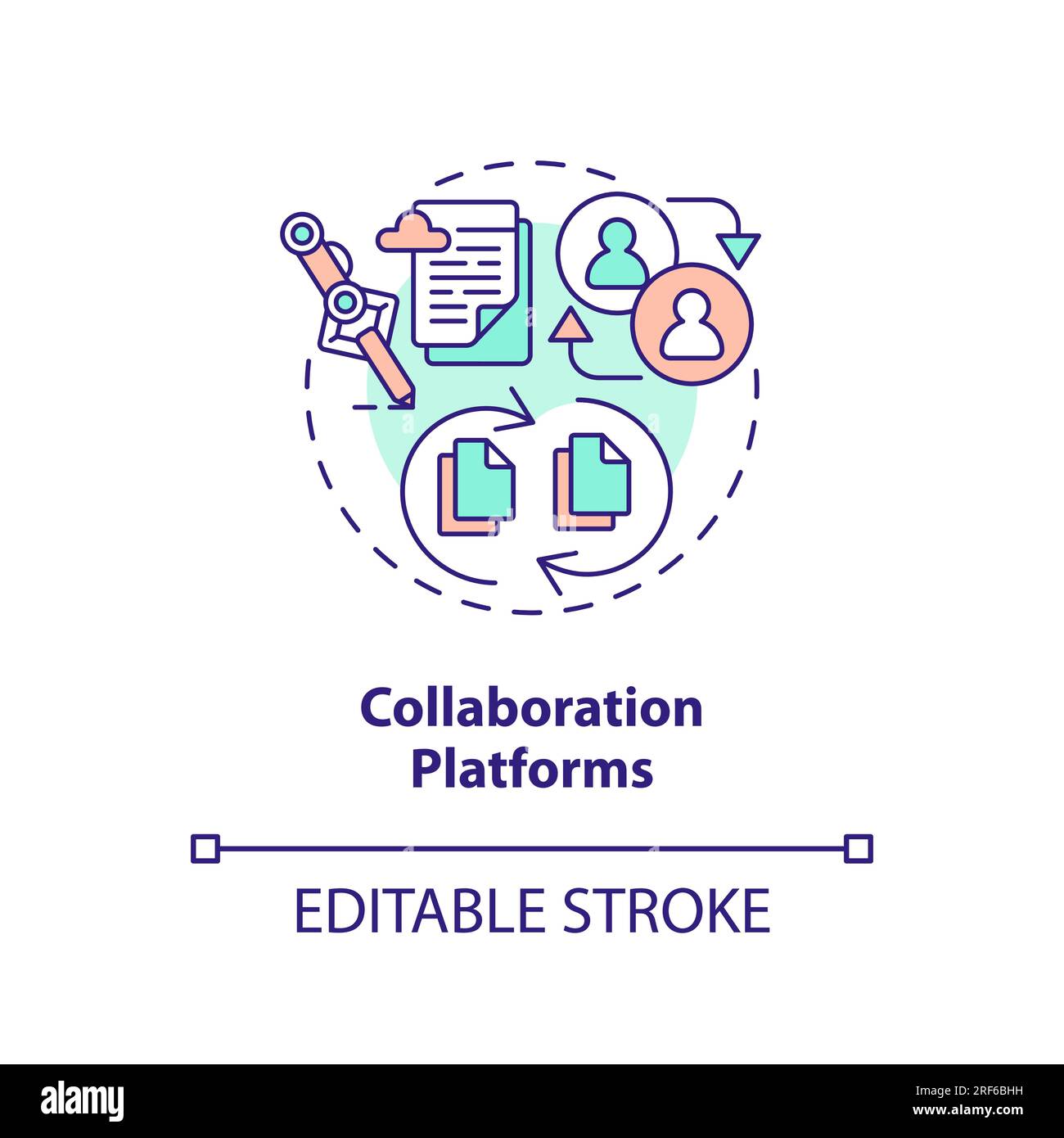 2D customizable collaboration platforms line icon concept Stock Vector ...