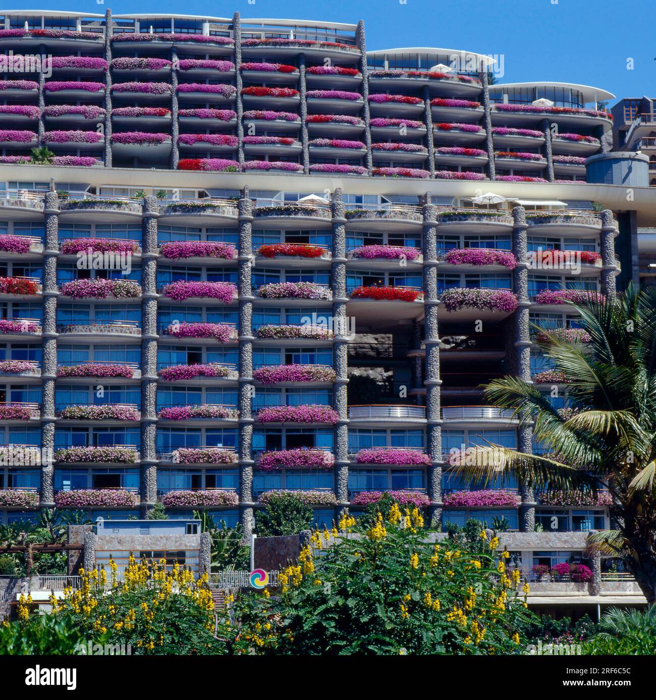 Balconies of the Club Puerto Anfi in Arguineguin on the south coast. E ...