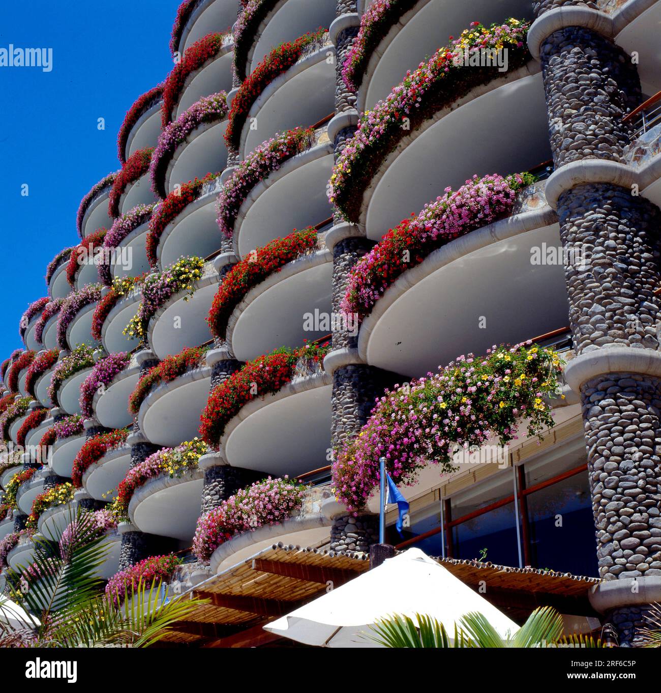 Balconies of the Club Puerto Anfi in Arguineguin on the south coast. E ...