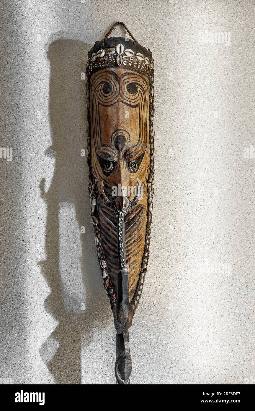 Wooden mask from the Sepik region, Papua New Guinea, Pacific Ocean ...