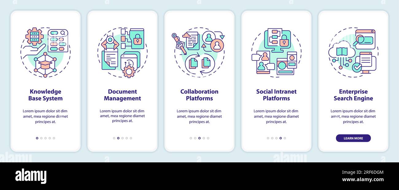 Walkthrough knowledge management with line icons concept Stock Vector ...