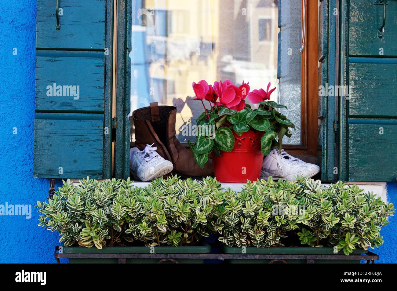 Windows in Burano Stock Photo - Alamy
