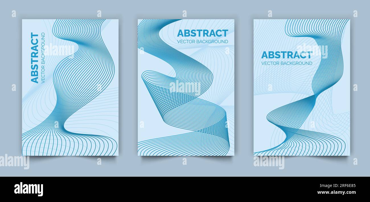 Set of abstract modern book covers design, blue lines vector background ...