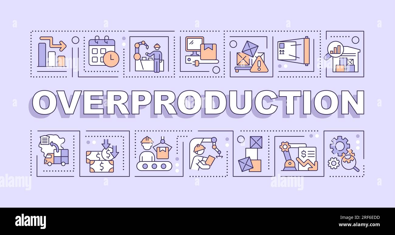 Overproduction text with linear icons Stock Vector Image & Art - Alamy