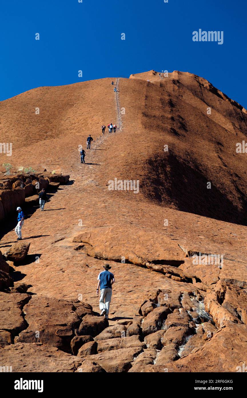 Tourists on Ayers Rock, Uluru-Kata Tjuta National Park, Northern ...
