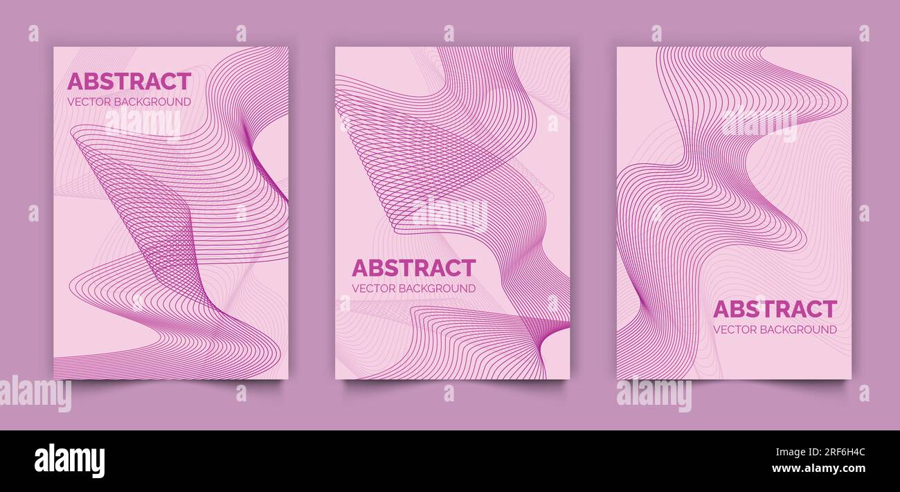Set of abstract modern book covers design, pink lines vector background ...