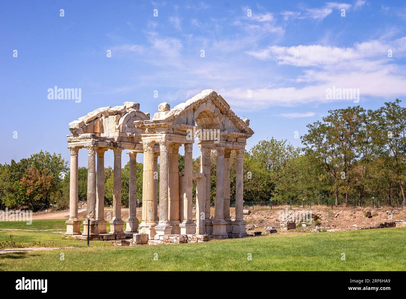 Ruins of roman temple Tetrapylon in Aphrodisias, a remarkably preserved ...