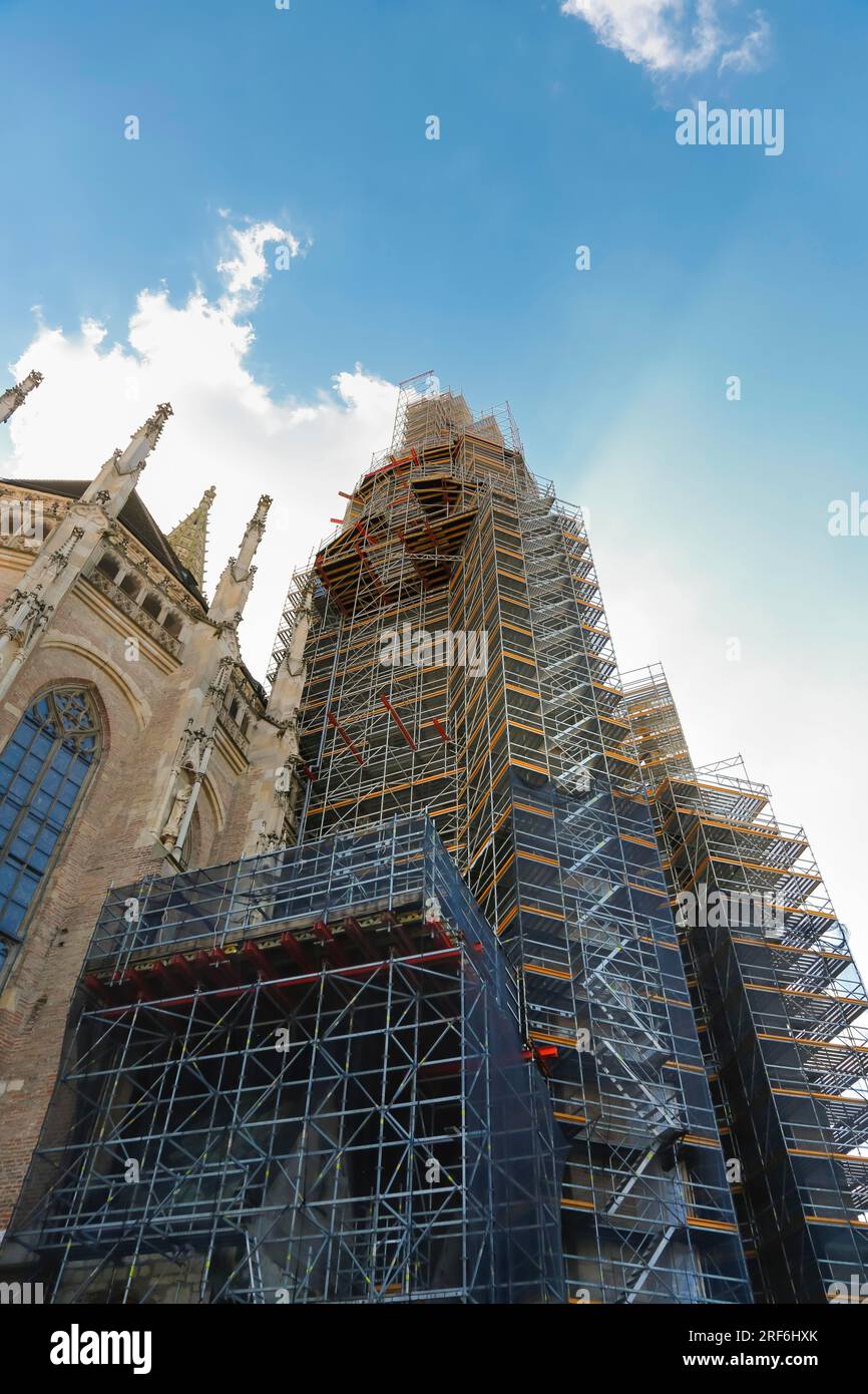 Ulm Cathedral, east side, scaffolding on northern choir tower, building ...