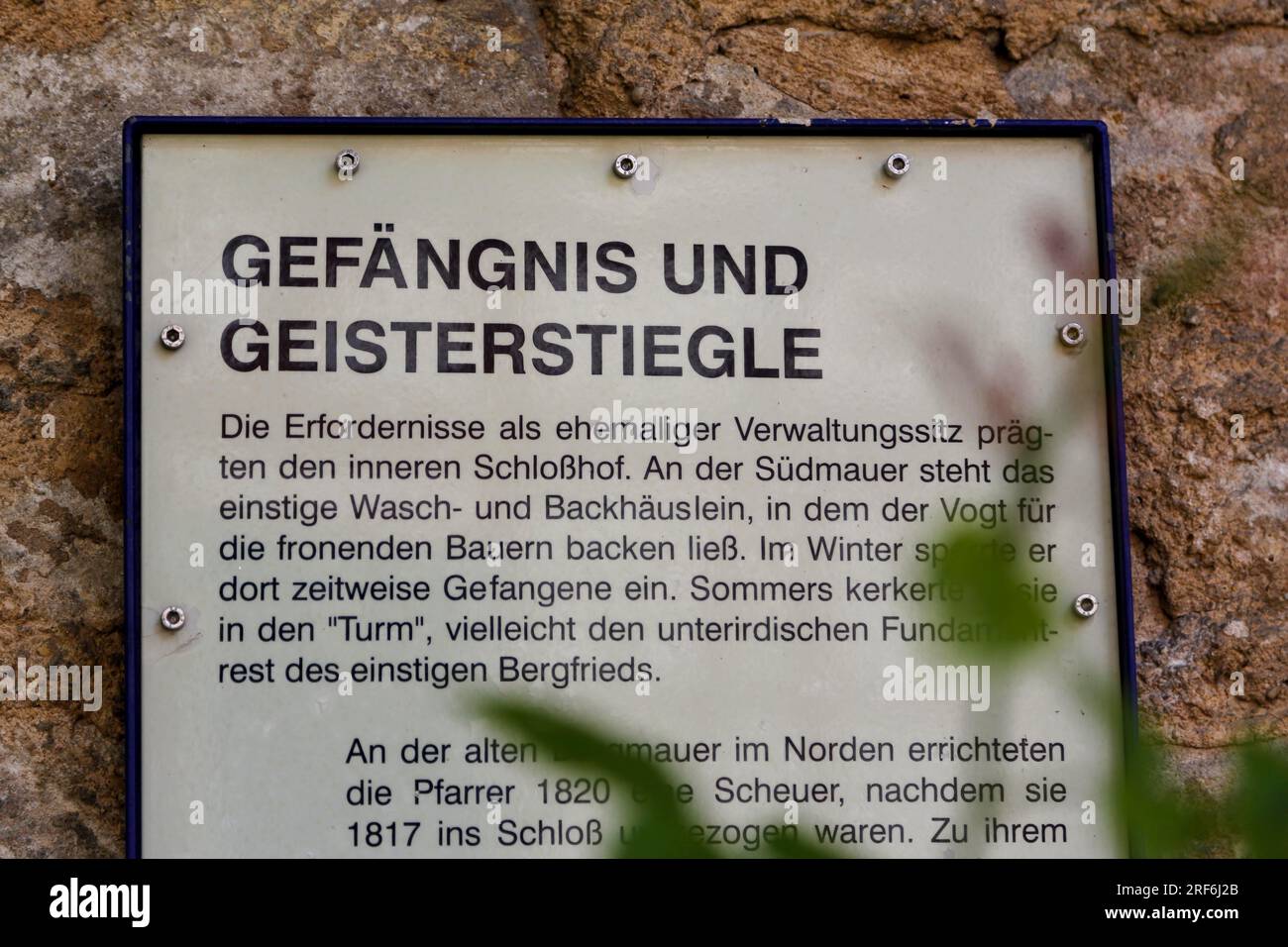 Gomaringen Castle, information board on former bakehouse and washhouse ...