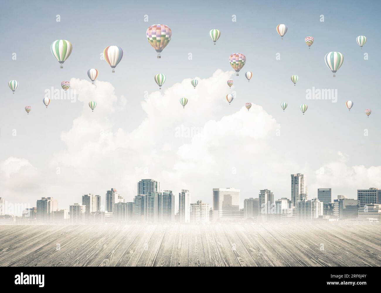 Concept of air pollution concept with aerostats flying above city Stock Photo - Alamy