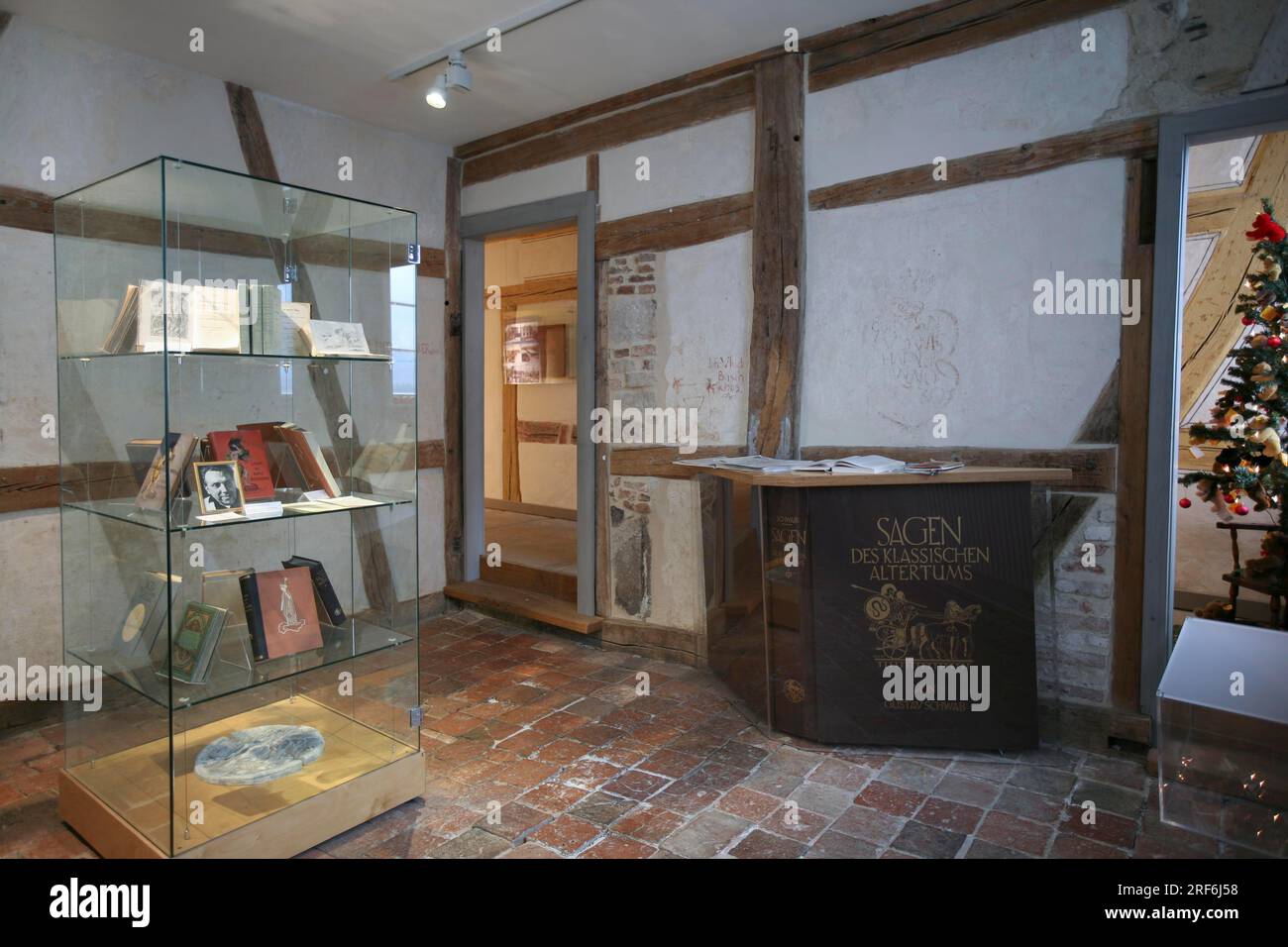 Gustav Schwab Museum in Gomaringen Castle, interior, exhibition, books ...