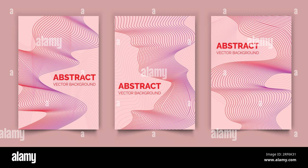 Set of abstract modern book covers design, red lines vector background ...