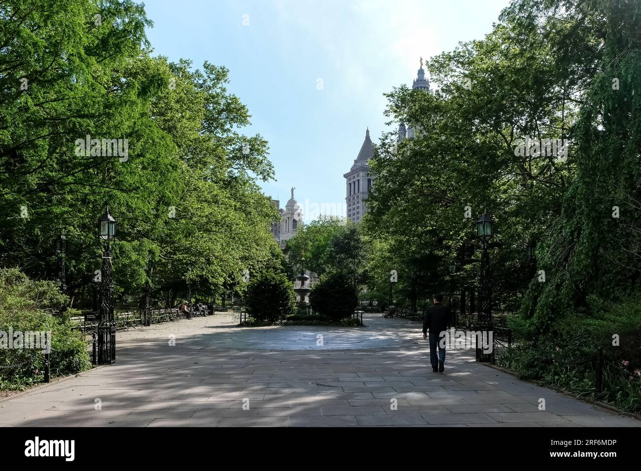 View of the The Jacob Wrey Mould Fountain located at the City Hall Park ...