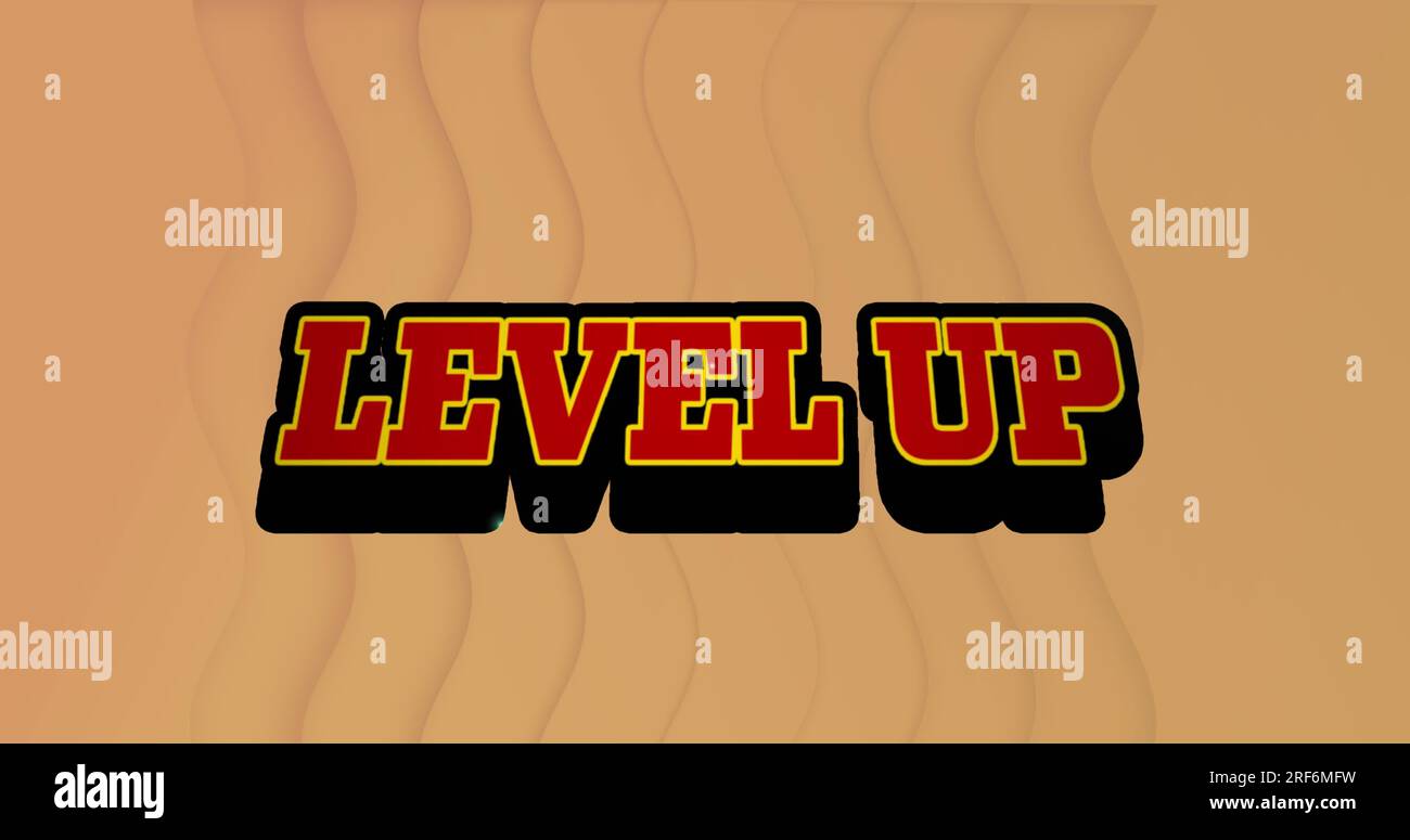 Composite of level up text over waves on beige background Stock Photo ...