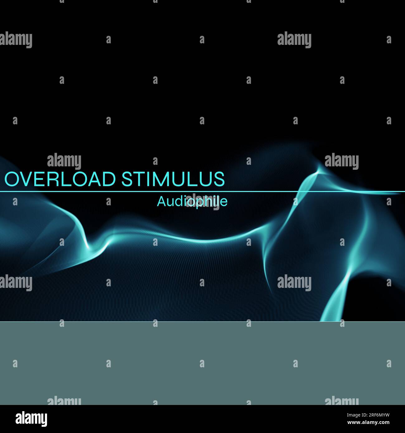 Composition of overload stimulus audiophile text over blue waves on ...