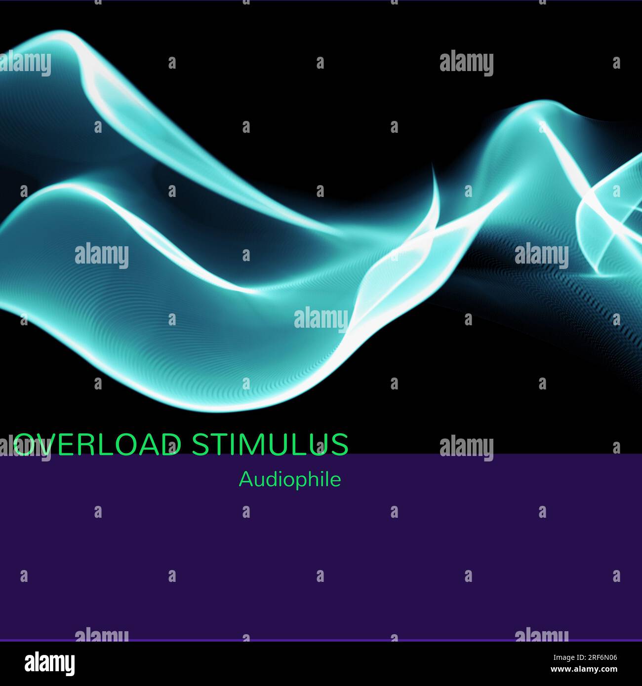 Composition of overload stimulus audiophile text over blue waves on ...