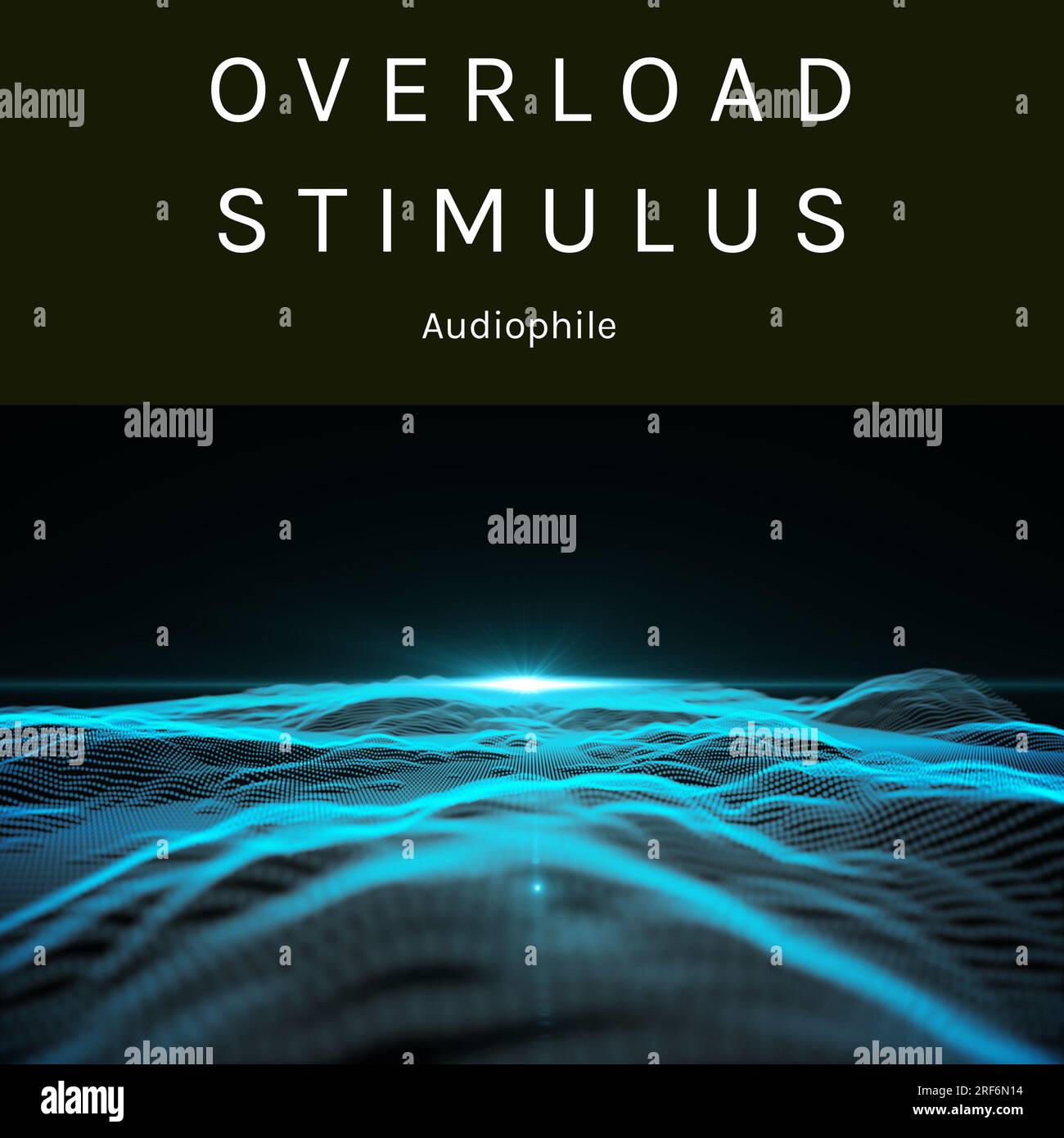 Composition of overload stimulus audiophile text over blue waves on ...