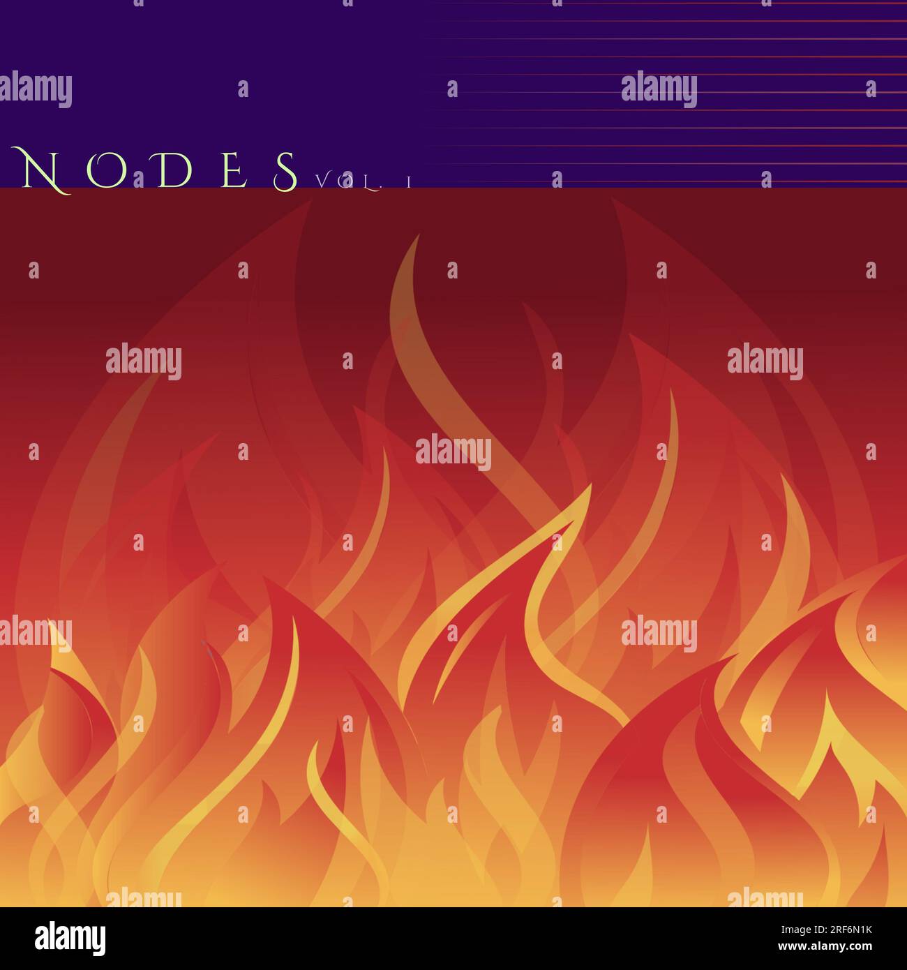 Composition of nodes vol 1 text over flames on orange background Stock Photo - Alamy