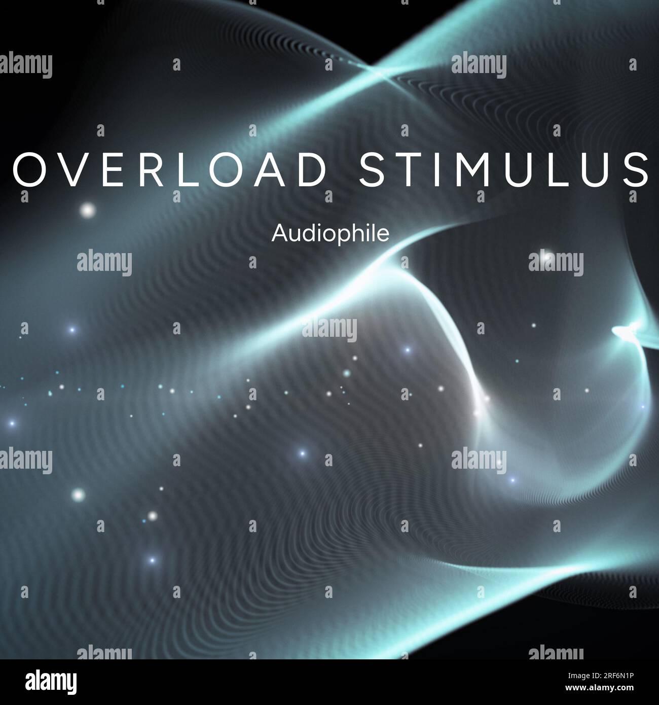 Composition of overload stimulus audiophile text over blue waves on ...