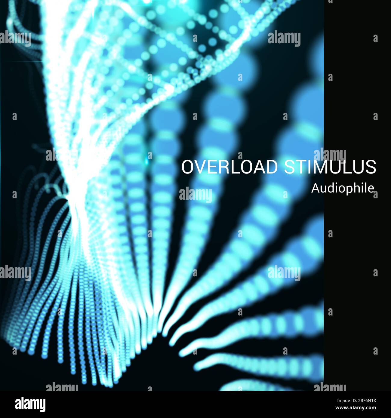Composition of overload stimulus audiophile text over blue waves on ...