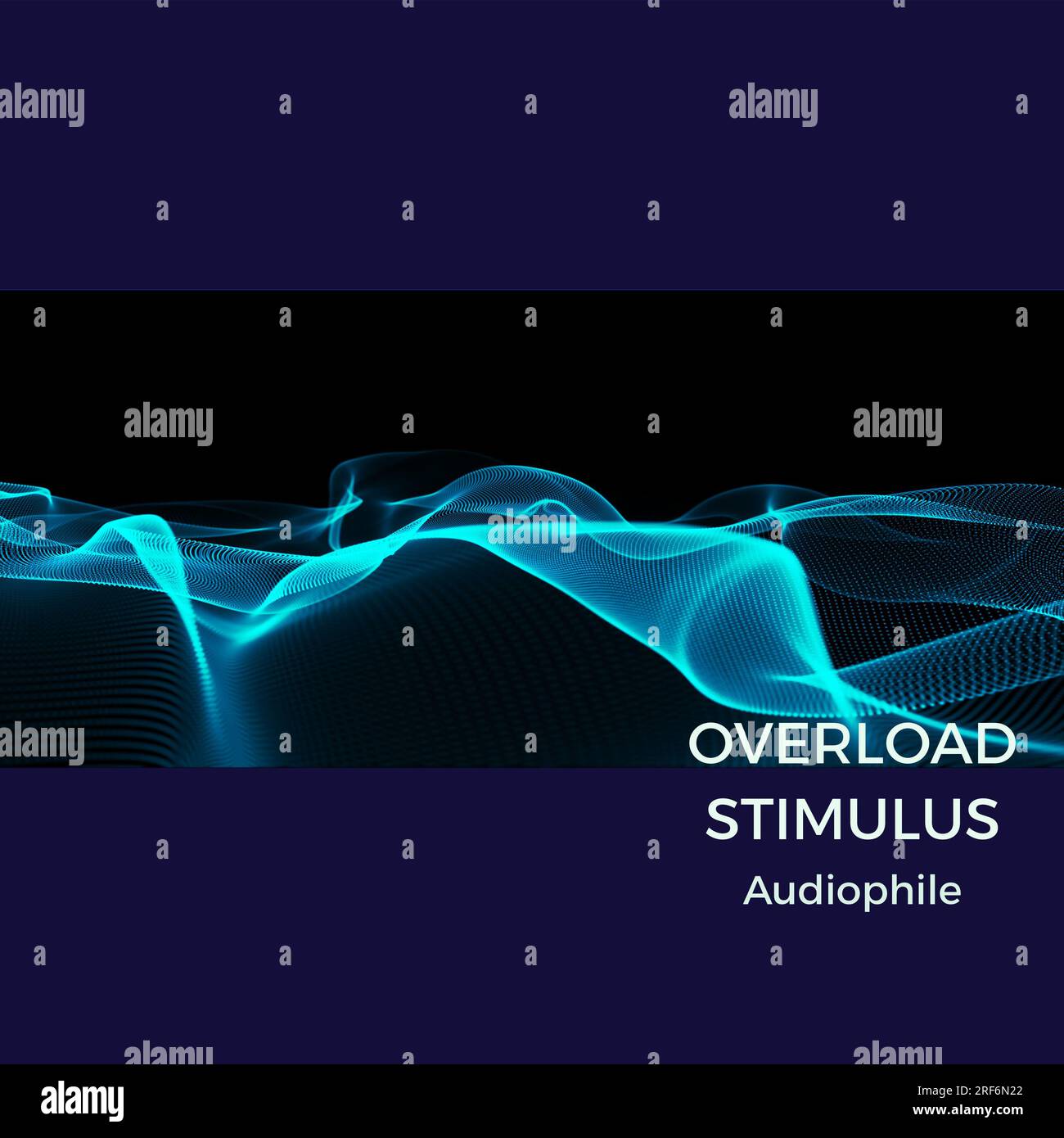 Composition of overload stimulus audiophile text over blue waves on ...