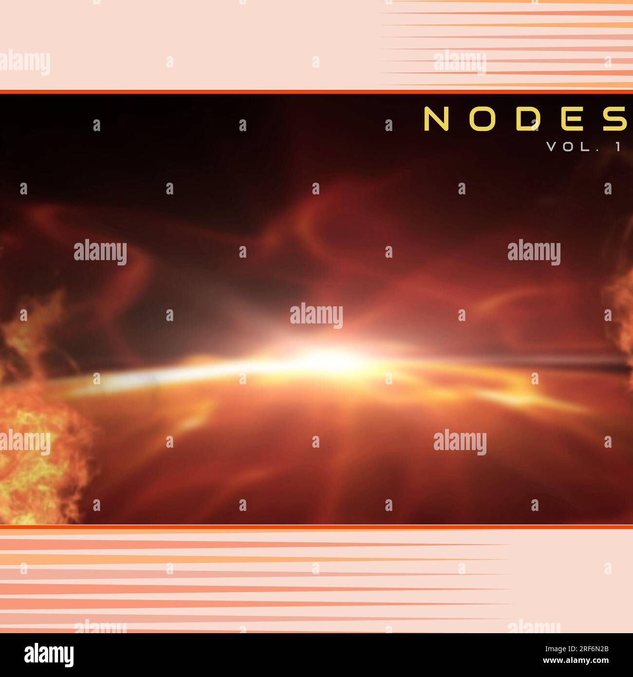 Composition of nodes vol 1 text over glowing light trails on black background Stock Photo - Alamy