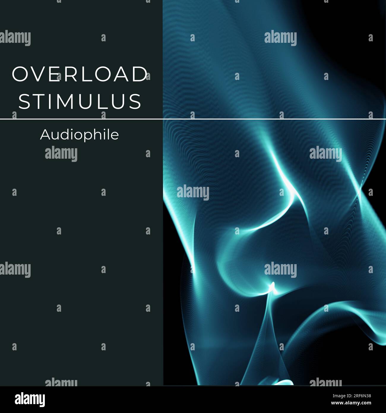 Composition of overload stimulus audiophile text over blue waves on ...