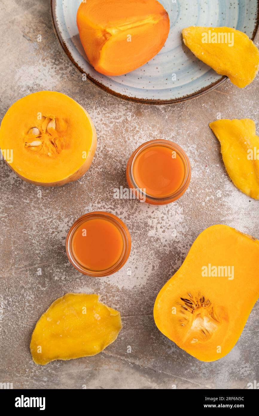 Baby puree with fruits mix, pumpkin, persimmon, mango infant formula in ...