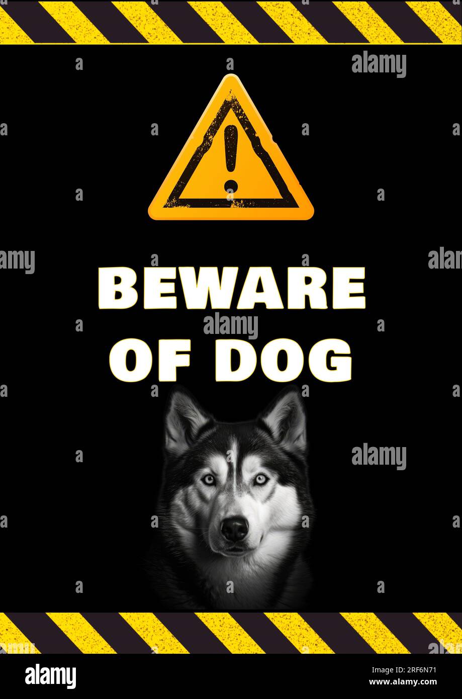 Composition of beware of dog text over warning sign and dog Stock Photo ...