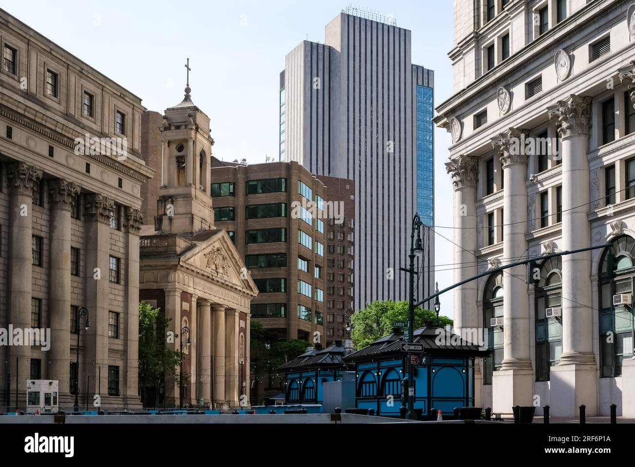View of Foley Square, a street intersection in the Civic Center of ...