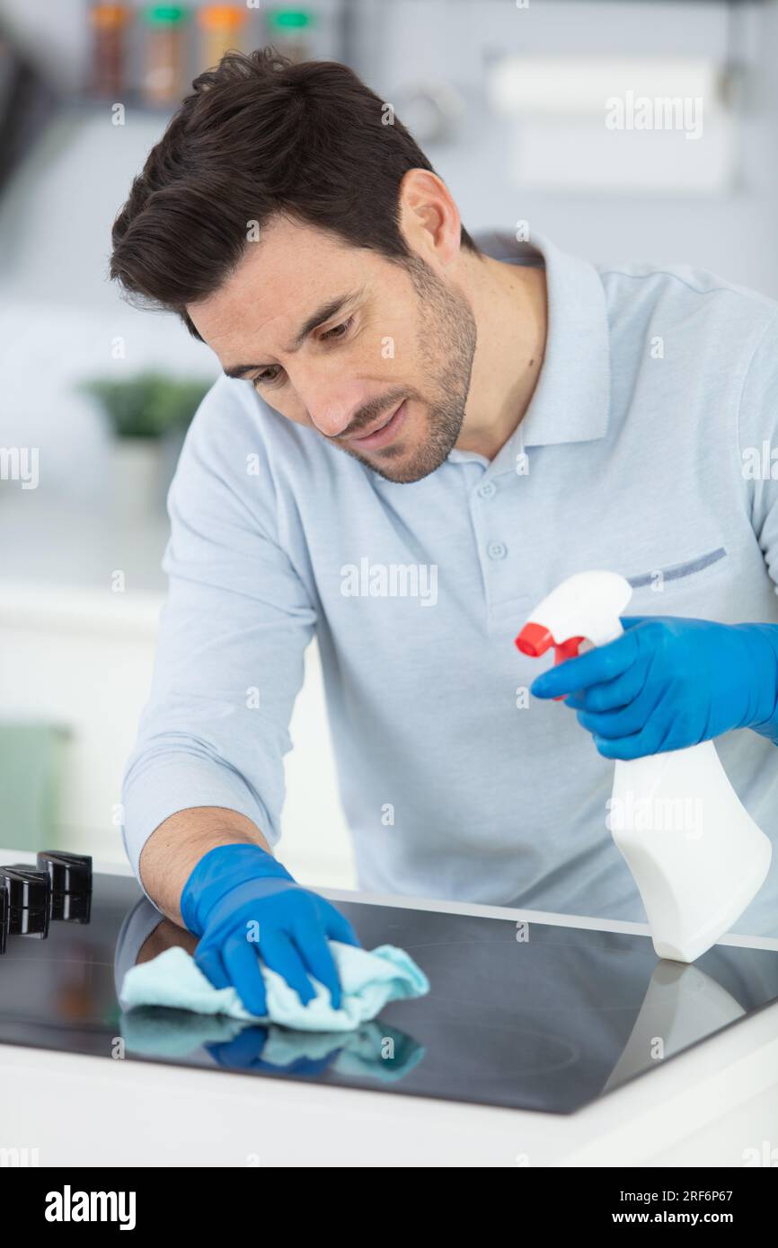 man is cleaning spraying with antibacterial sanitizing spray Stock ...