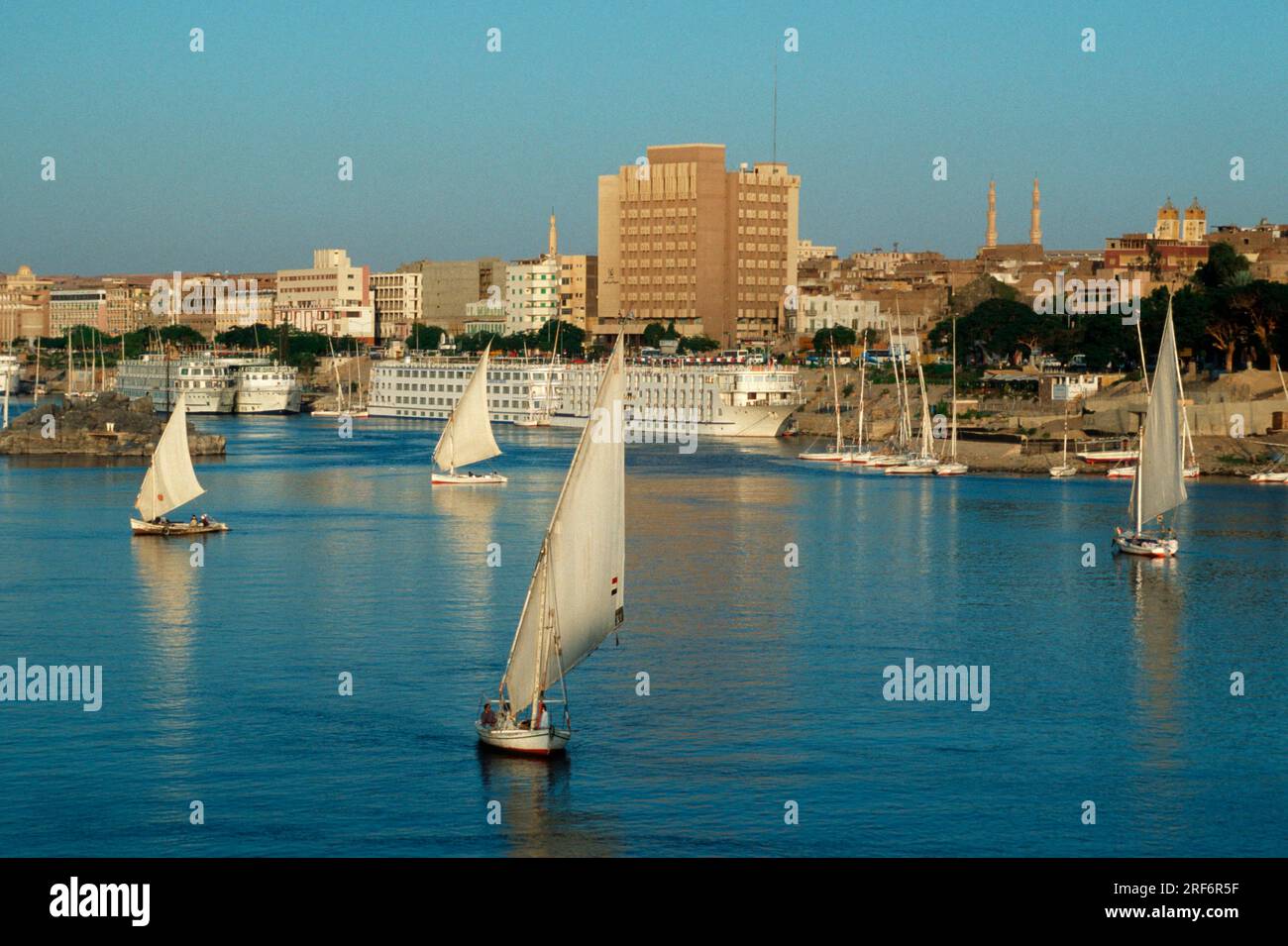 Sailing ships on the Nile, Aswan, Egypt, felucca, feluccas, Aswan Stock ...