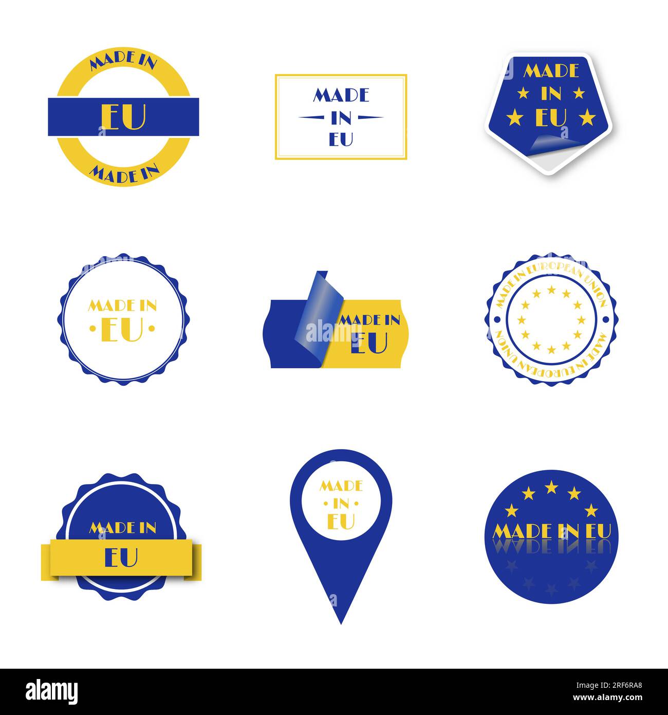 Set of various Made in European Union labels isolated on white ...