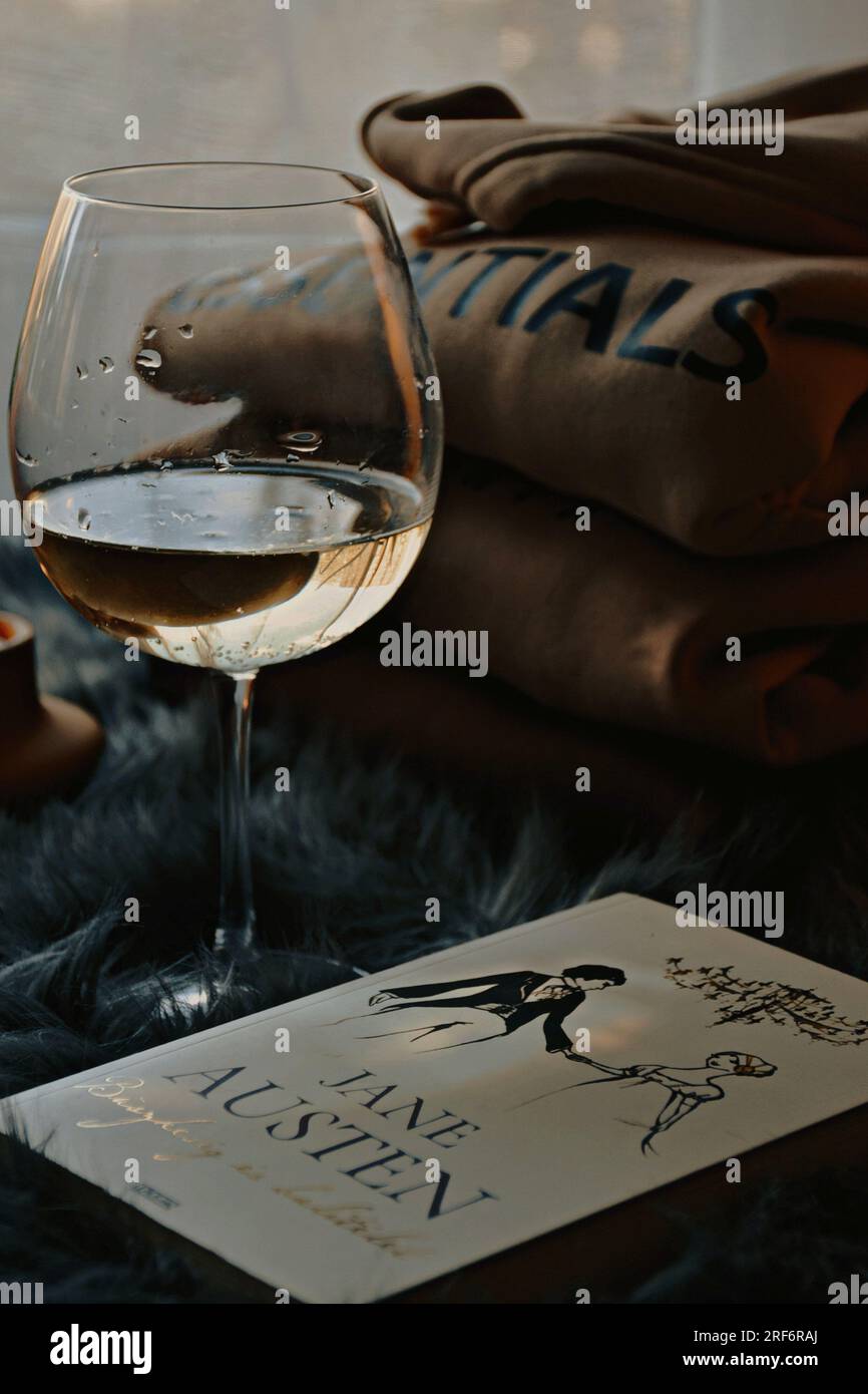 Wine, Wine aesthetic , Wine and book Stock Photo - Alamy