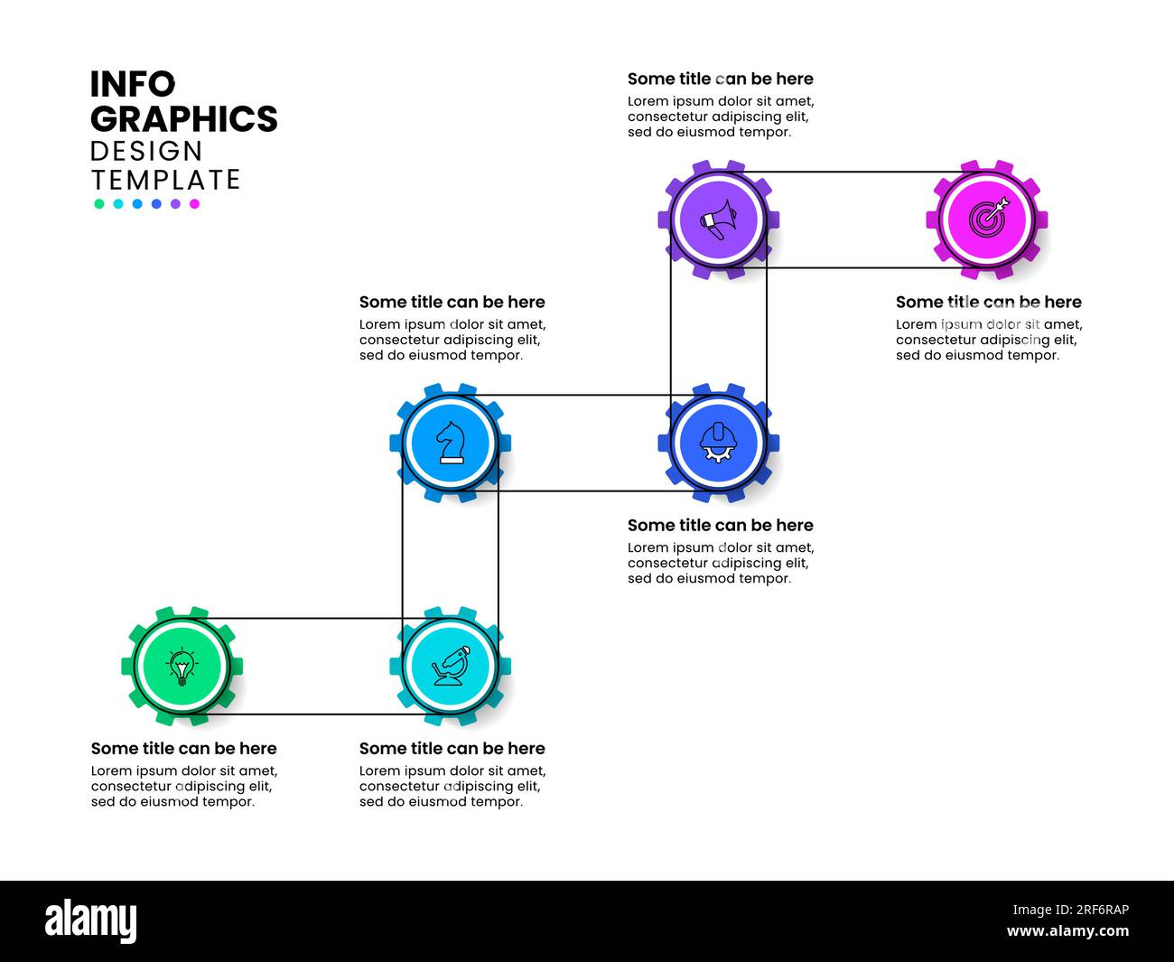 Infographic template with icons and 6 options or steps. Industrial line ...