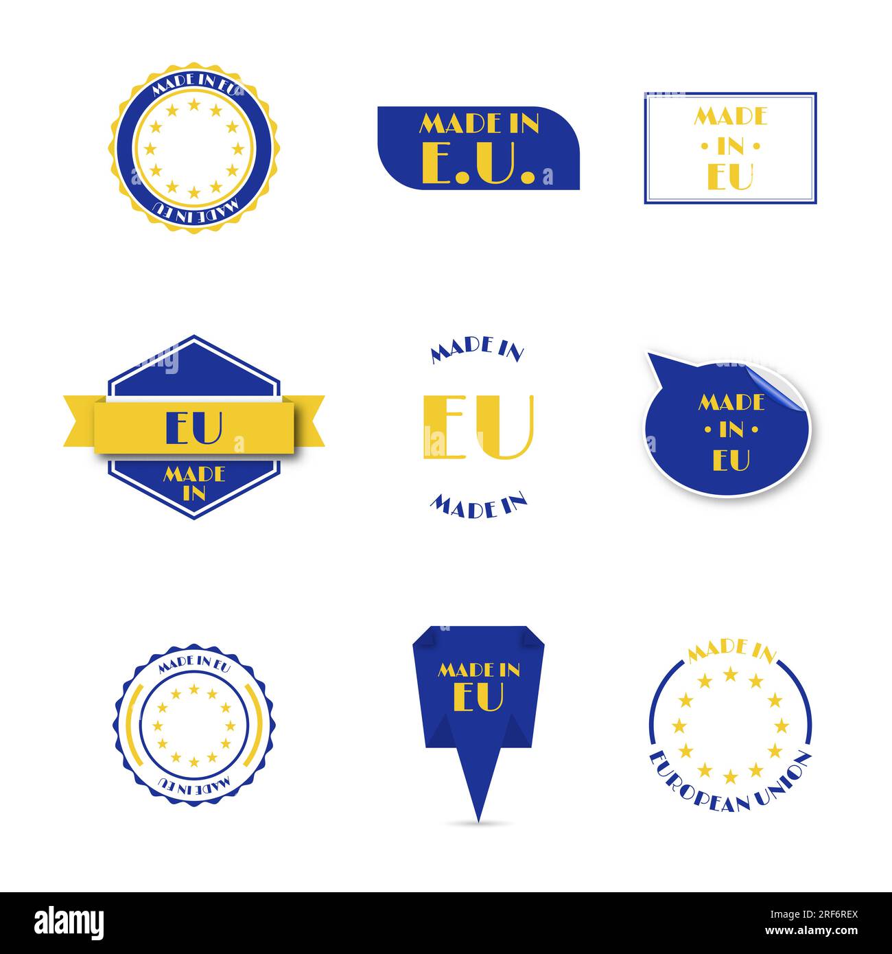 Set of various Made in European Union labels isolated on white ...
