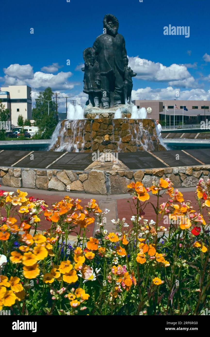 Statue der ersten Familie", Golden Heart Park, Fairbanks, Alaska, USA ...